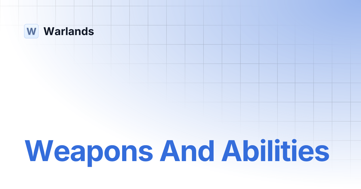 Weapons And Abilities | Warlands